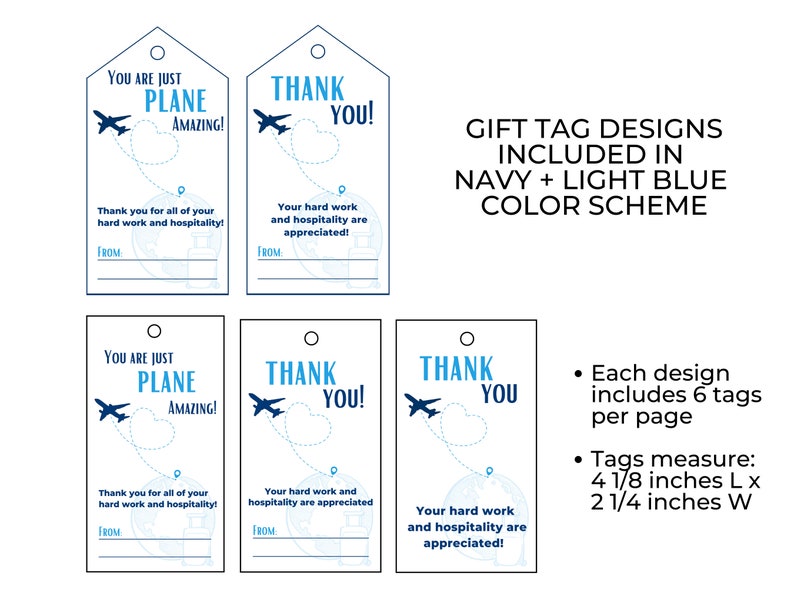 Flight Crew Gift Tags Flight Attendant Thank You Printable - Etsy