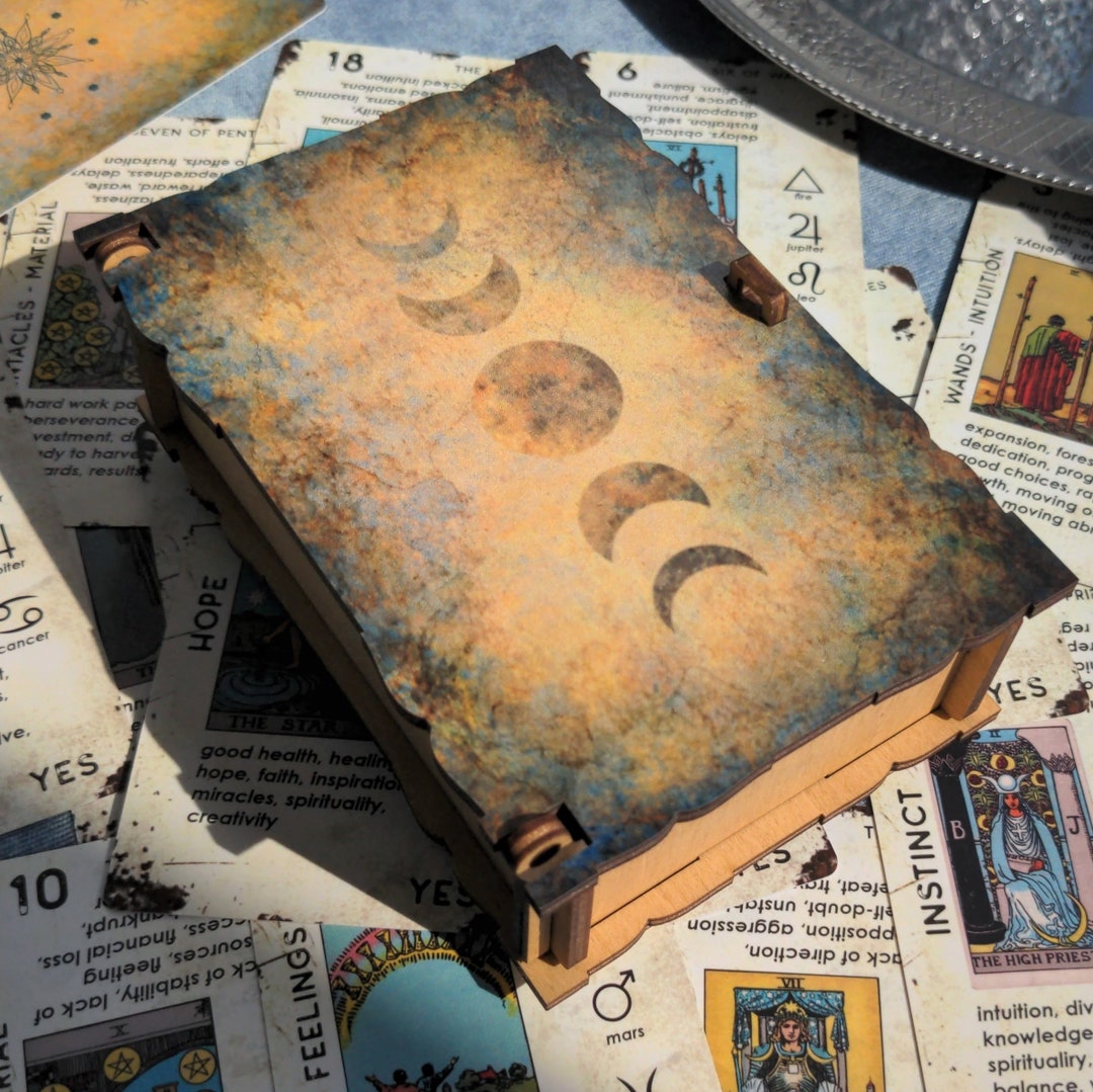 Moon Phases Tarot Deck Box. Witchy Gifts Wooden Box Tarot Cards Storage ...