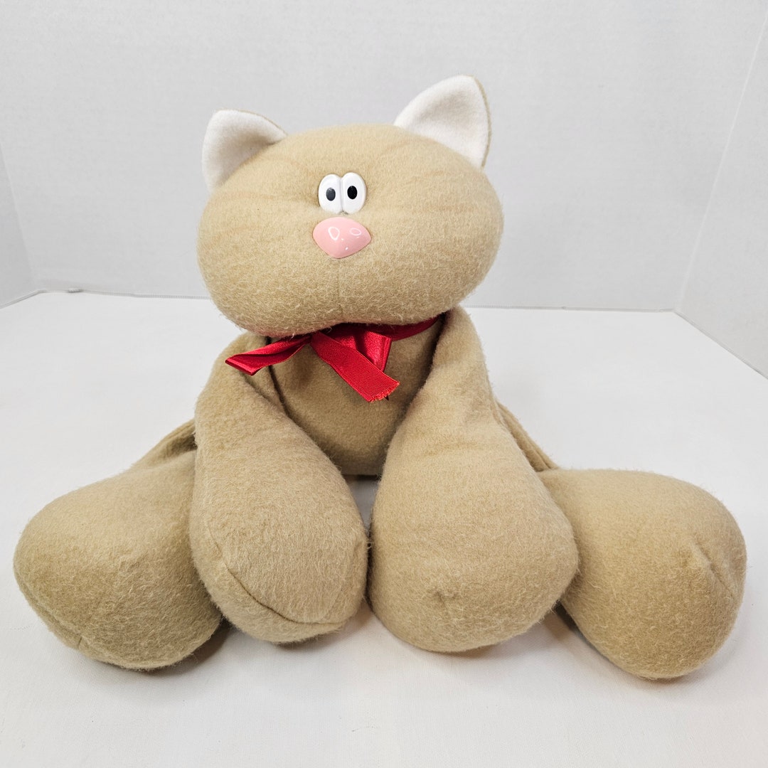Vintage Hallmark 1985 Callie Cat Plush Wide Tan Red Bow Kitty Stuffed ...