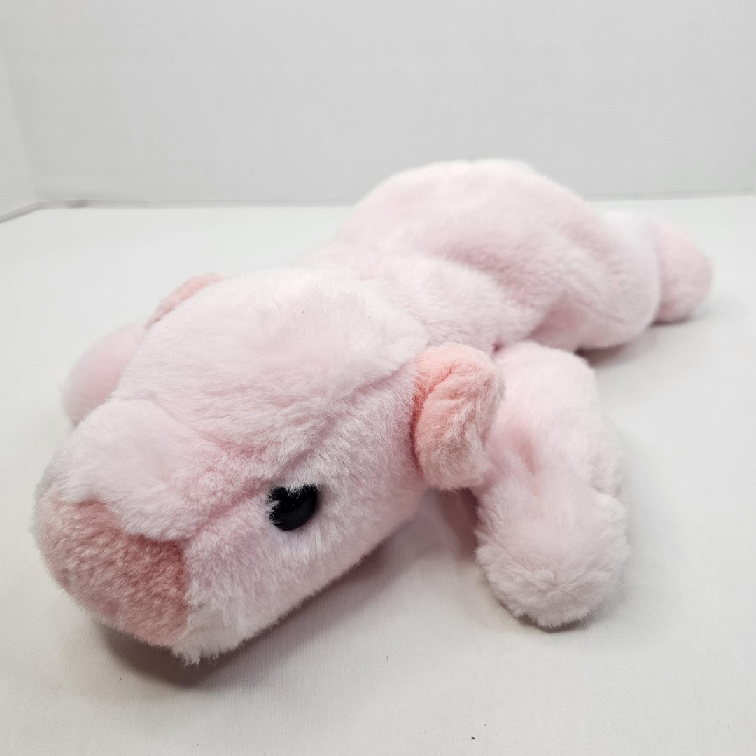 Vintage 1998 Ty Squealer Laying Pig Plush Beanie Buddies Pink Stuffed ...