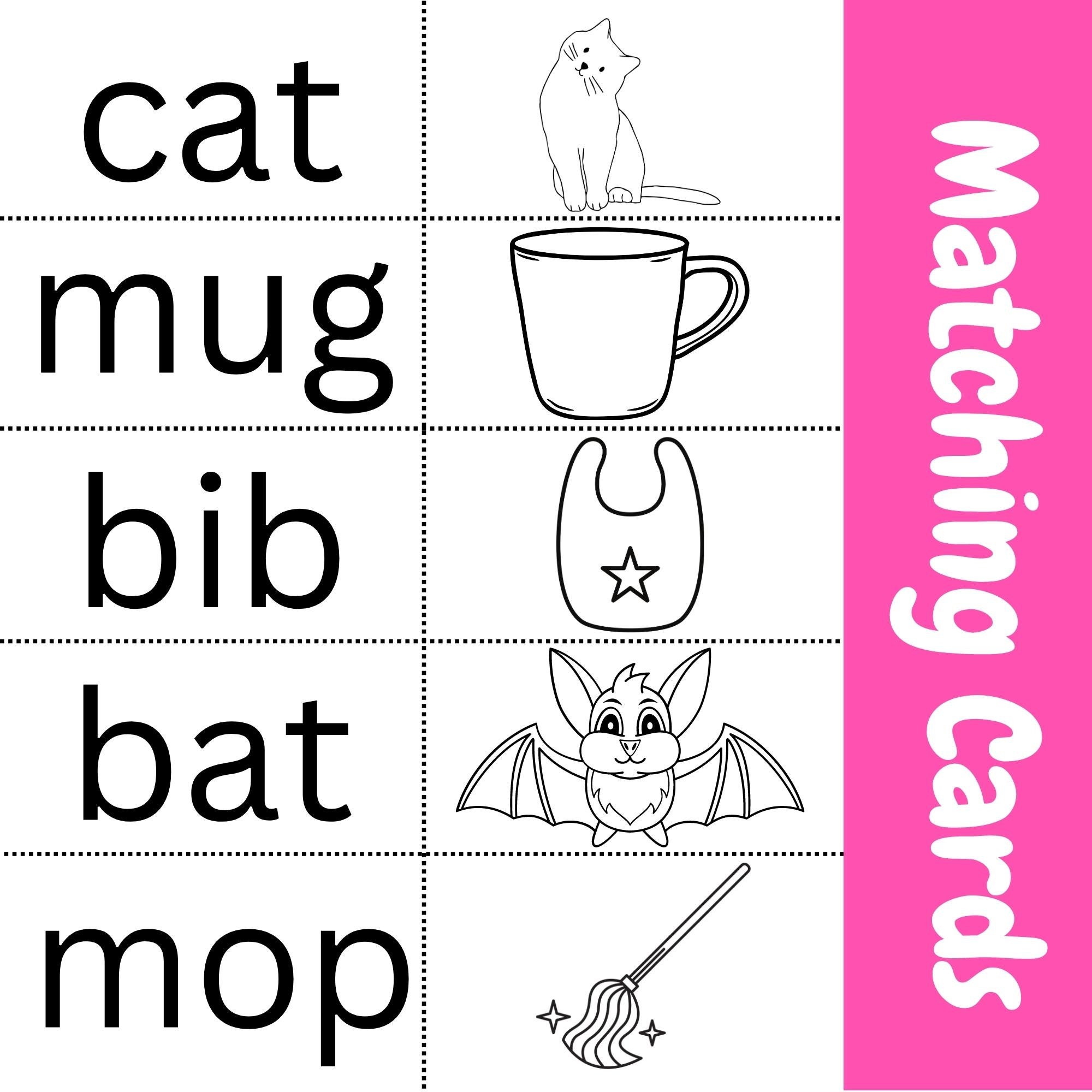 Word to Picture Matching Game Flash Cards | Learning to Read ...