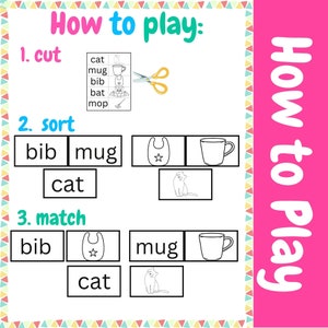 Word to Picture Matching Game Flash Cards Learning to Read Kindergarten ...
