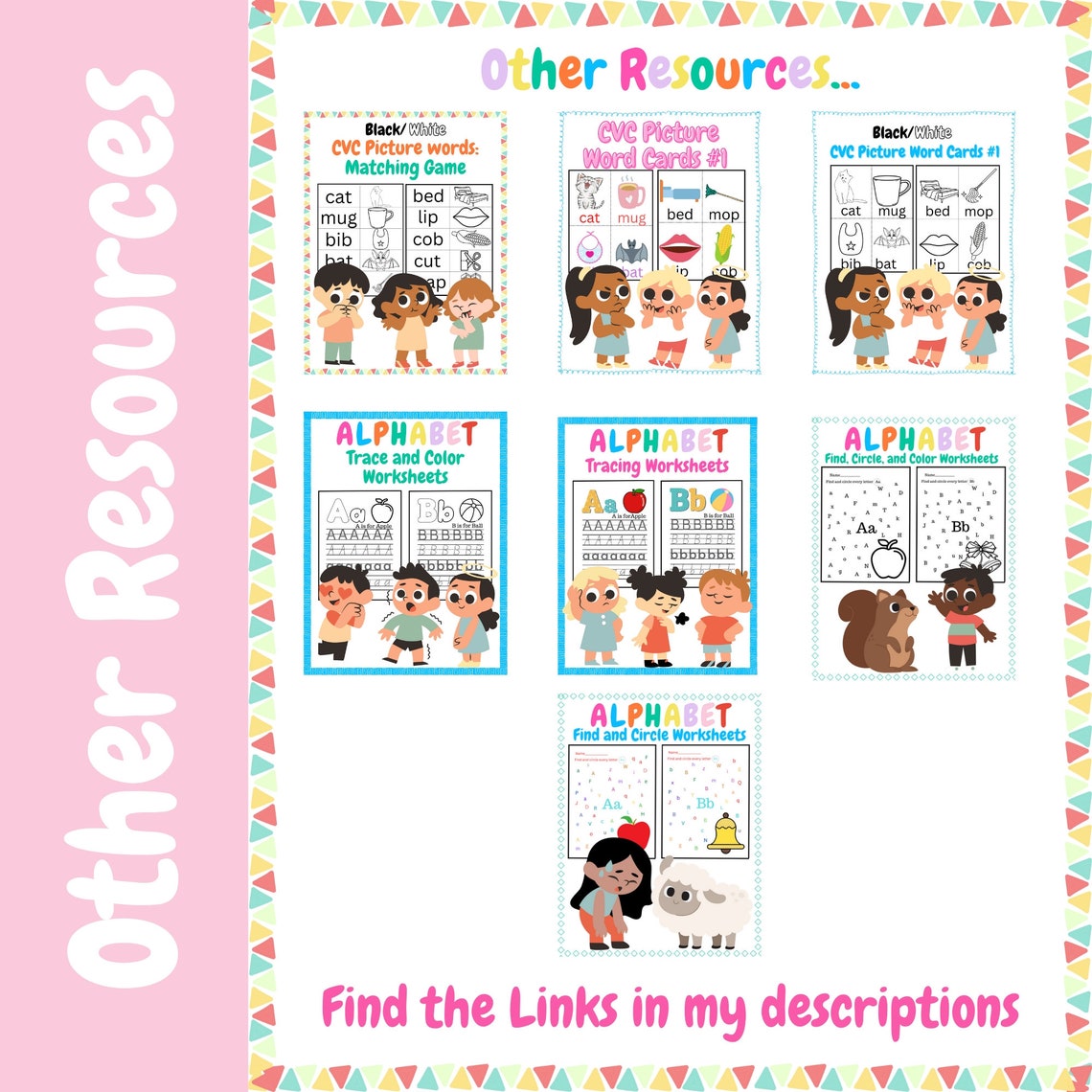 Picture Matching Flash Cards | Matching Word to Picture | CVC Picture ...