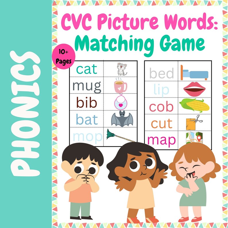 Picture Matching Flash Cards | Matching Word to Picture | CVC Picture ...
