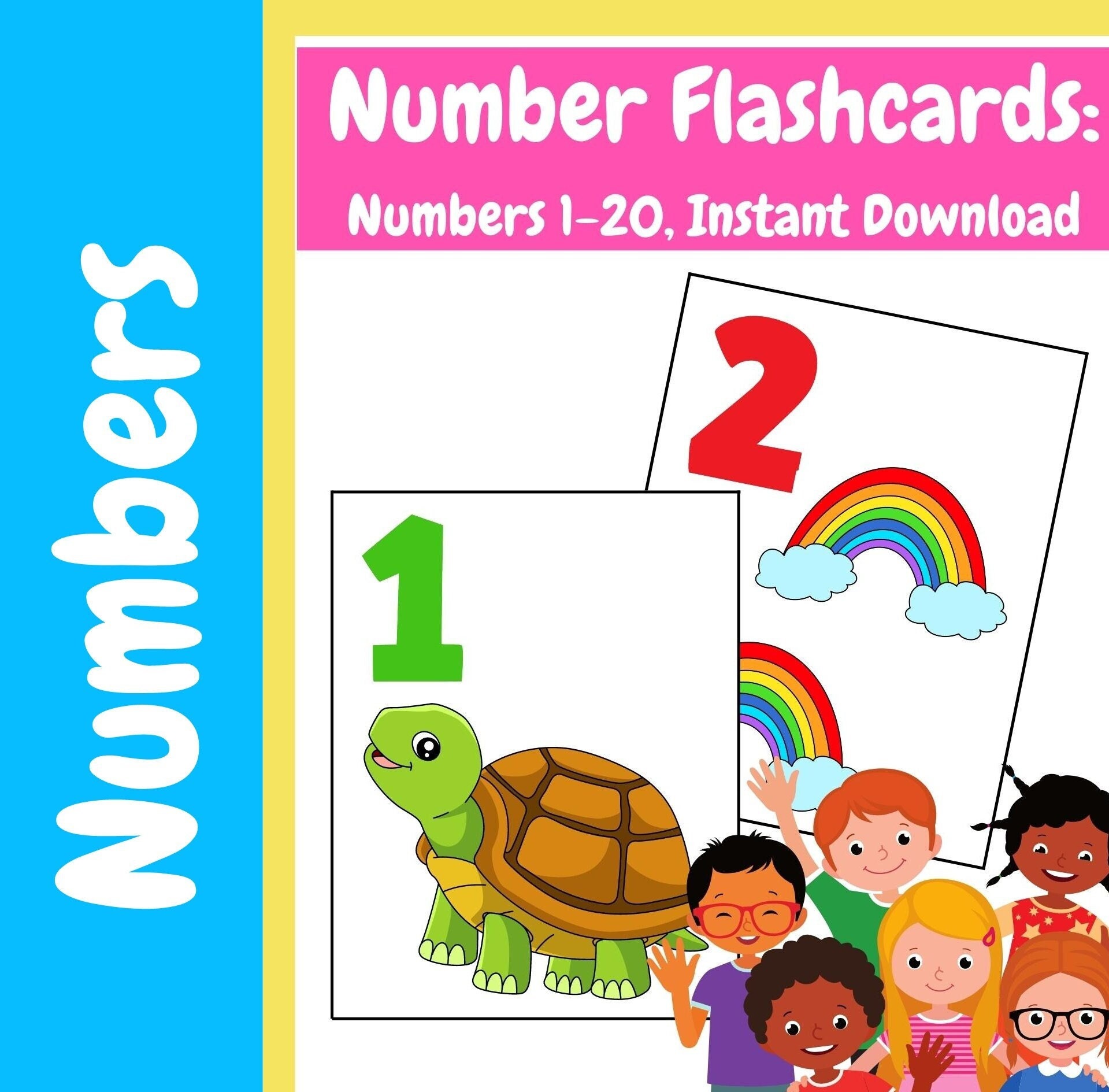 1-20 Numbers Flash Cards Printable Preschool Homeschool Homeschool ...