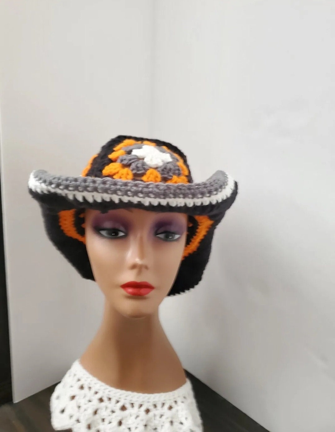 Crochet Handmade Granny Square Cowboy Hat - Etsy
