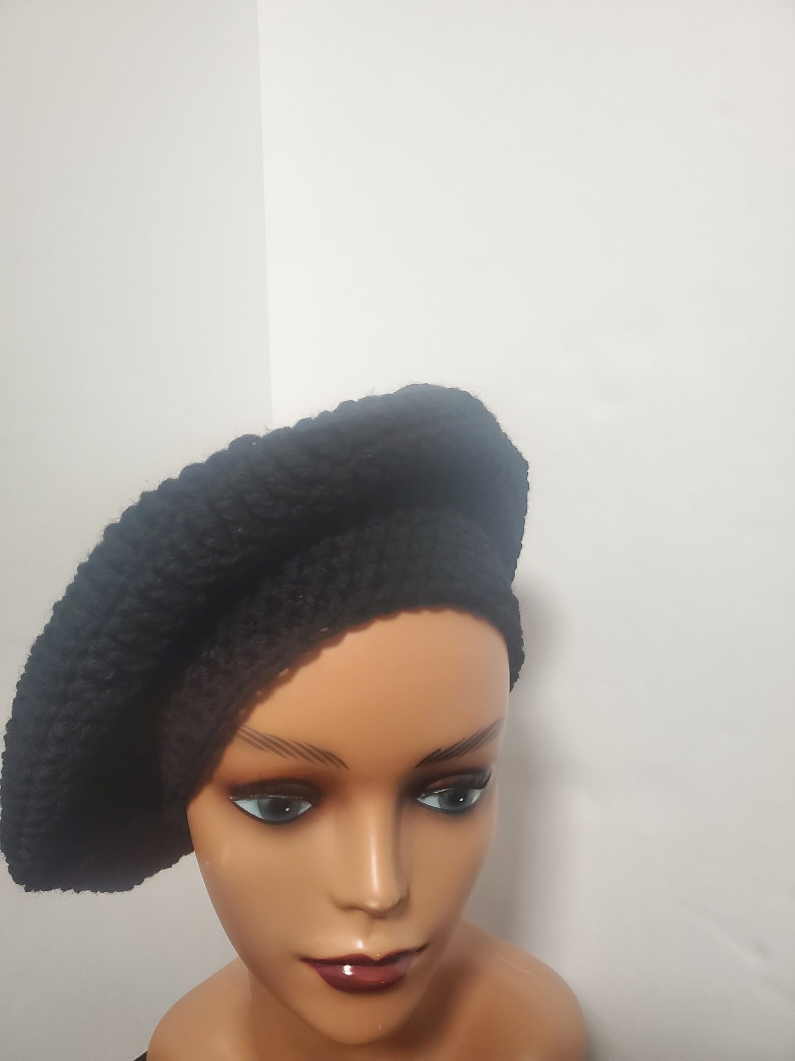 Black Handmade Crochet Beret Tam Beanie Dreadlock Rastafarian Reggae Hat - Etsy
