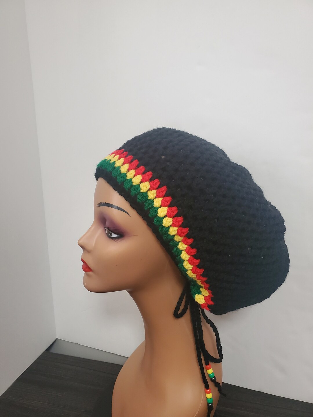 Rastafarian Crochet Slouch Hat Reggae Hip Hop Ladies Dreadlocks Baggy ...