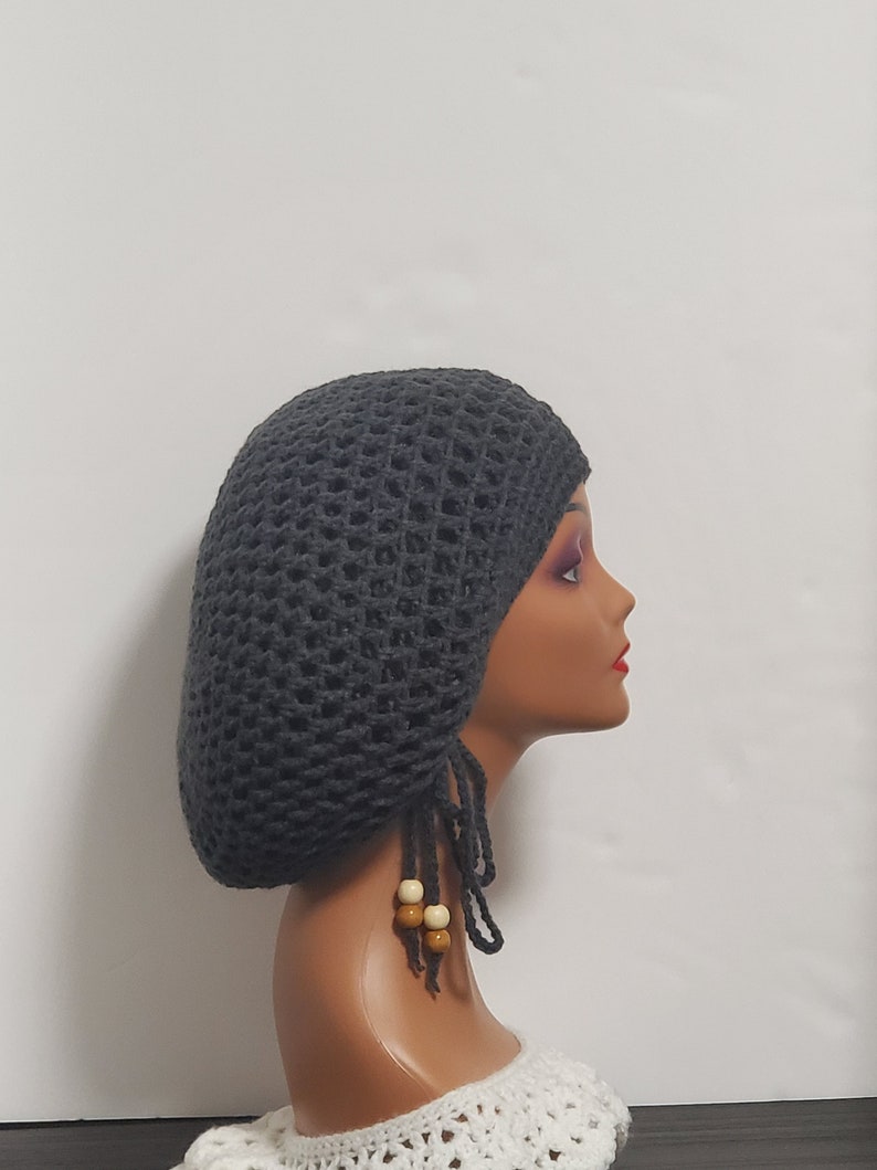 Handmade Charcoal Crochet Dreadlock Tam With Drawstring Slouchy Hat - Etsy