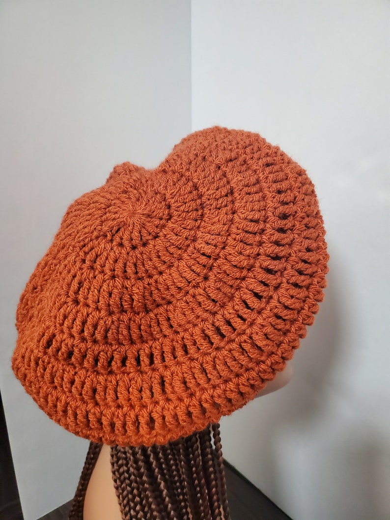 Rust Colored Handmade Crochet Beret Tam Beanie Dreadlock Rastafarian ...