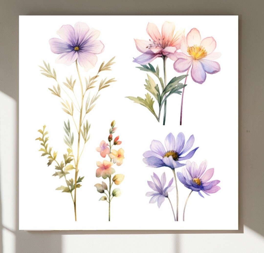 Flower Print Floral Instant Art Printable Wall Decor Line Art Floral ...