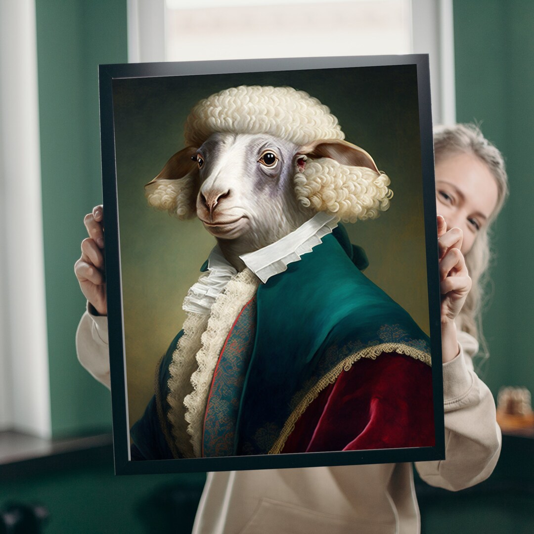 Set of 4 Hilarious Gentleman Sheep Portraits for Living Room or Bedroom ...