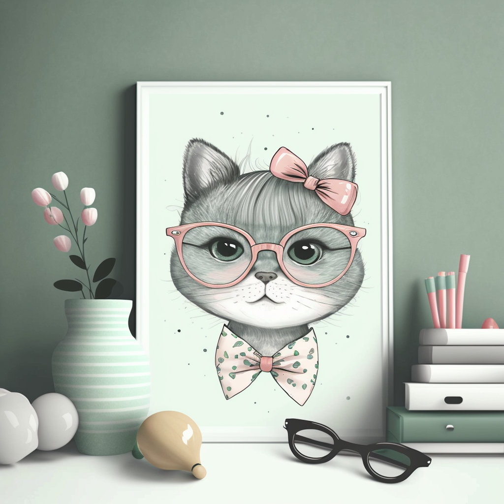 CUTE KITTEN POSTER | Girly Cats Digital Download Wall Art | Set of 8 ...
