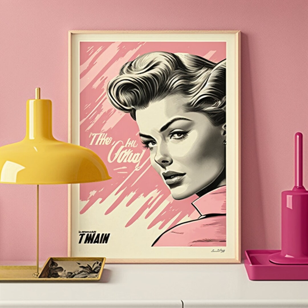 VINTAGE WOMEN POSTER | Mid Century Women Pink Vintage Prints Art ...