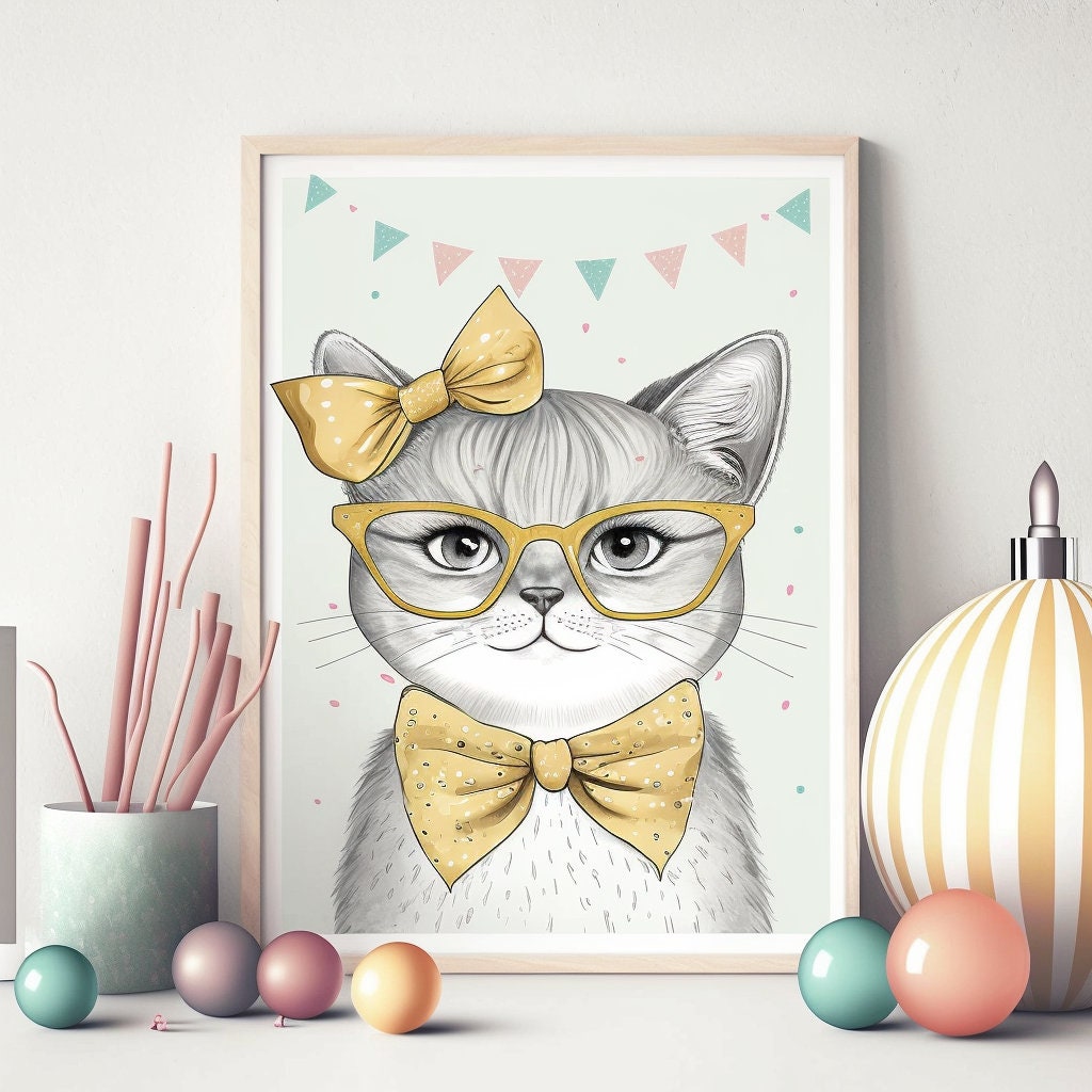 CUTE KITTEN POSTER | Girly Cats Digital Download Wall Art | Set of 8 ...