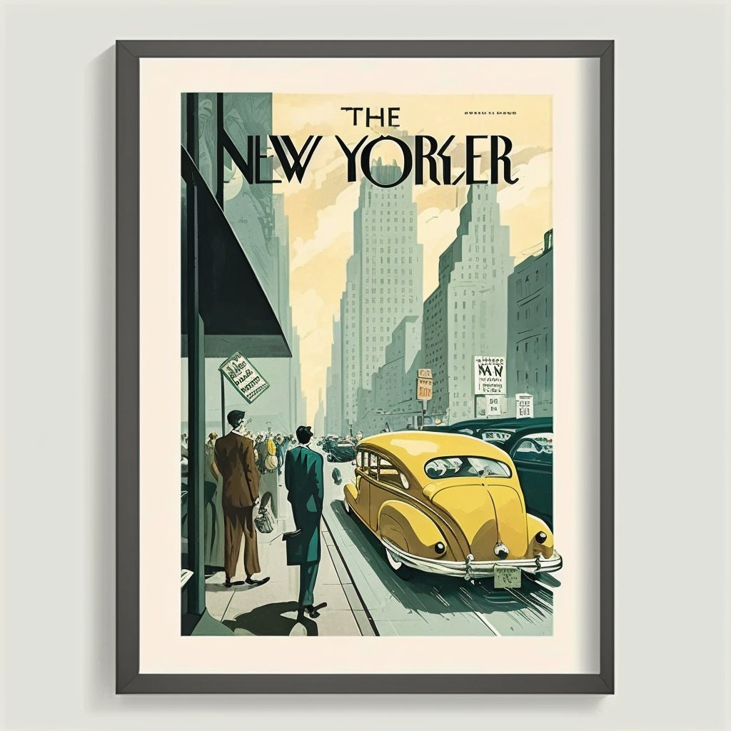 NEW YORKER POSTER New York City Vintage Magazine Poster Mid Century New ...
