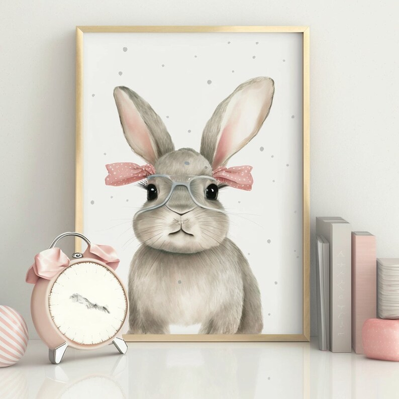 Watercolor Rabbit Prints Set | Playful Nursery Wall Art (digital ...