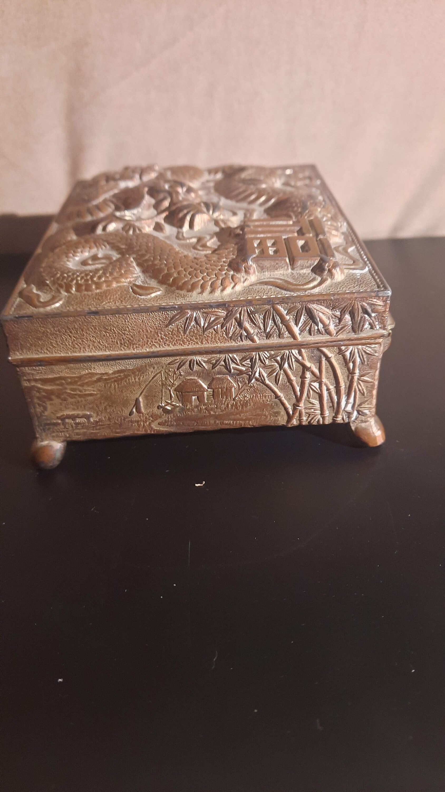 Raised Dragon Carved Trinket Box - Etsy