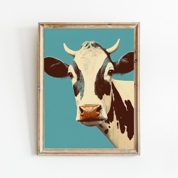 Cow Retro Poster - Etsy