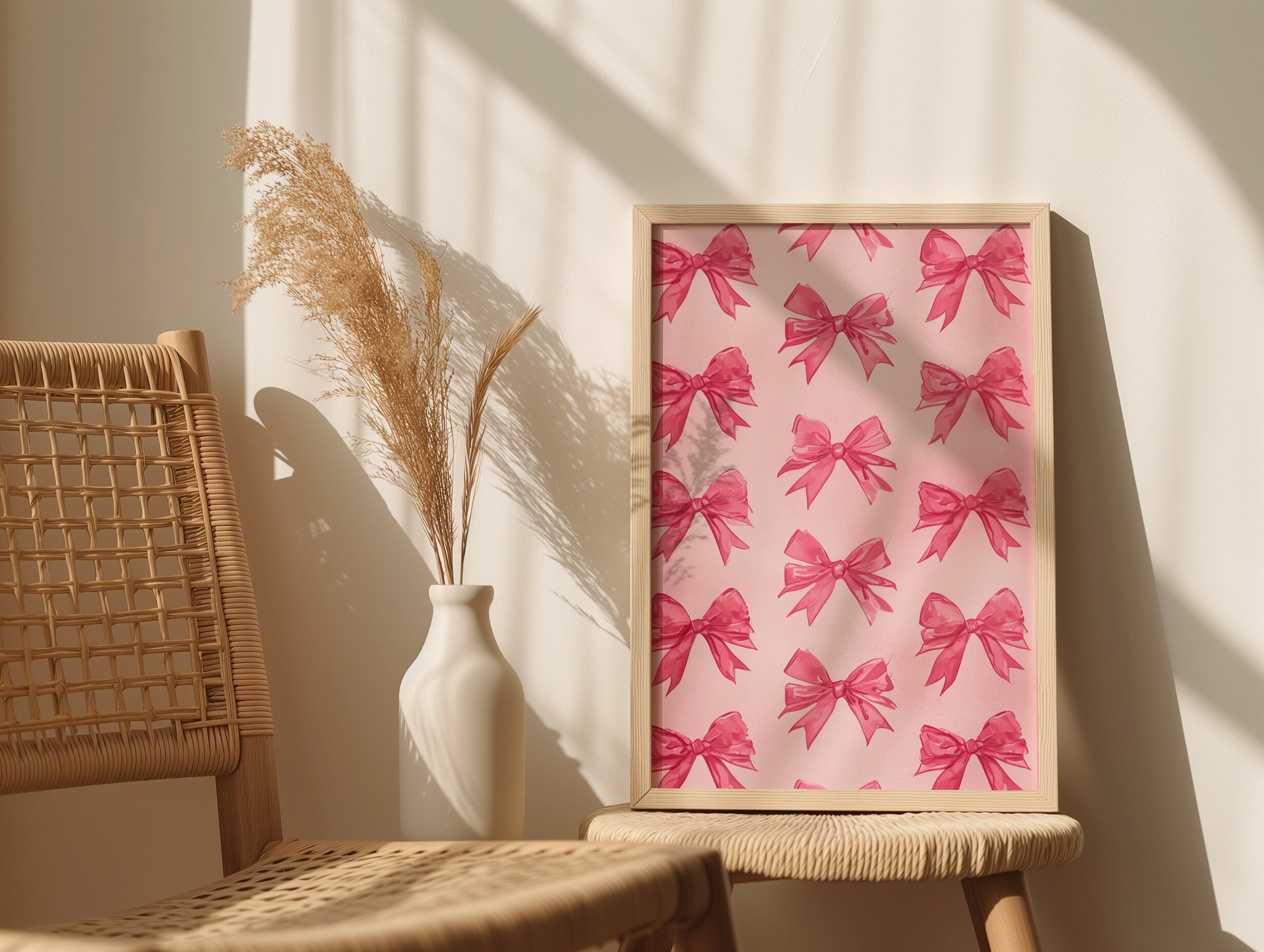 Printable Pink Bow Art Digital Download Versatile Home Decor Multiple ...