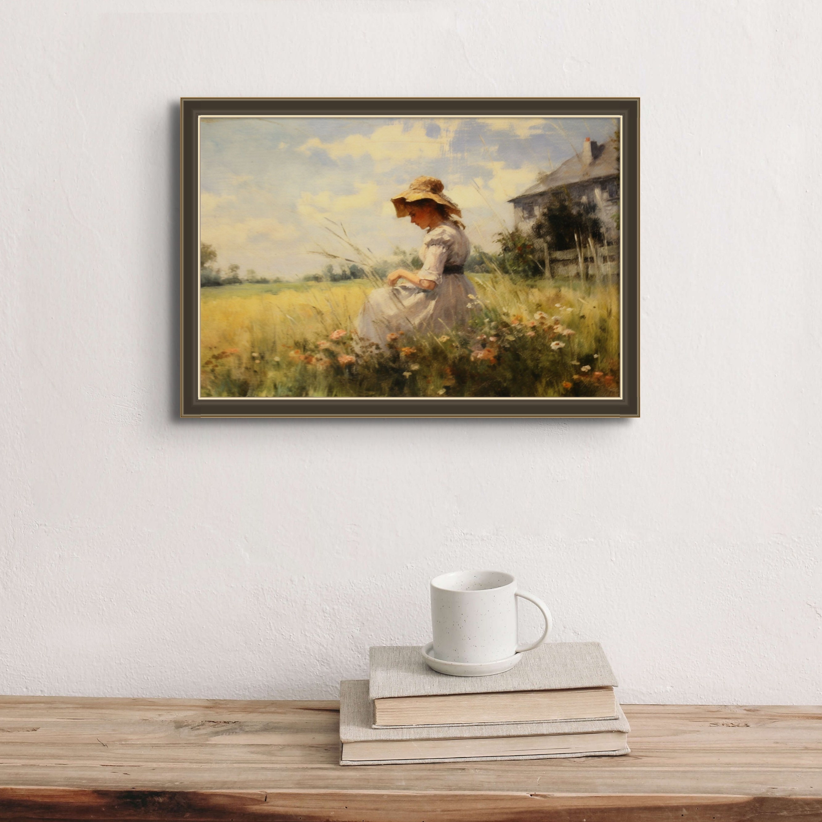 Vintage Countryside Lady Printable Pastoral Artwork Rustic Home Decor ...