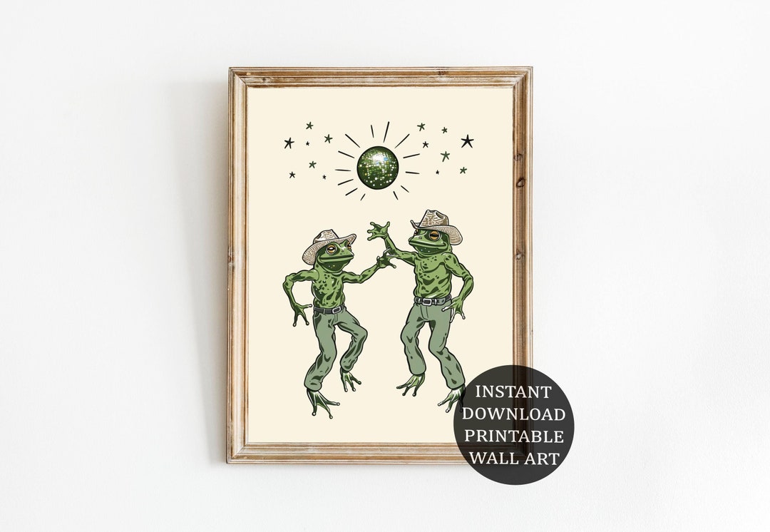 Cowboy Frog Disco Dance Digital Download Fun and Whimsical Retro Wall ...