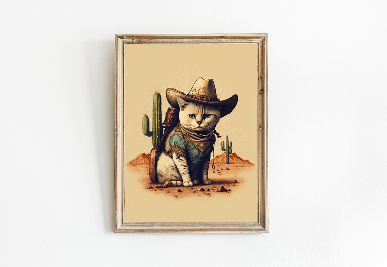 Western Cat Sheriff Printable Art, Western-themed Print, Digital ...