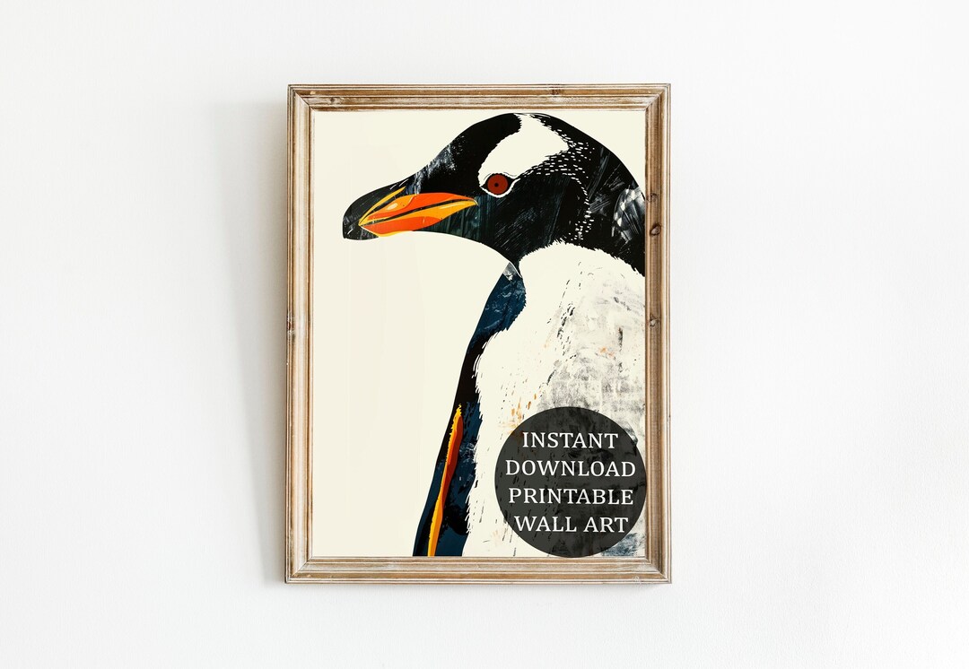 Modern Abstract Penguin Art Print Bold Wildlife Digital Download ...