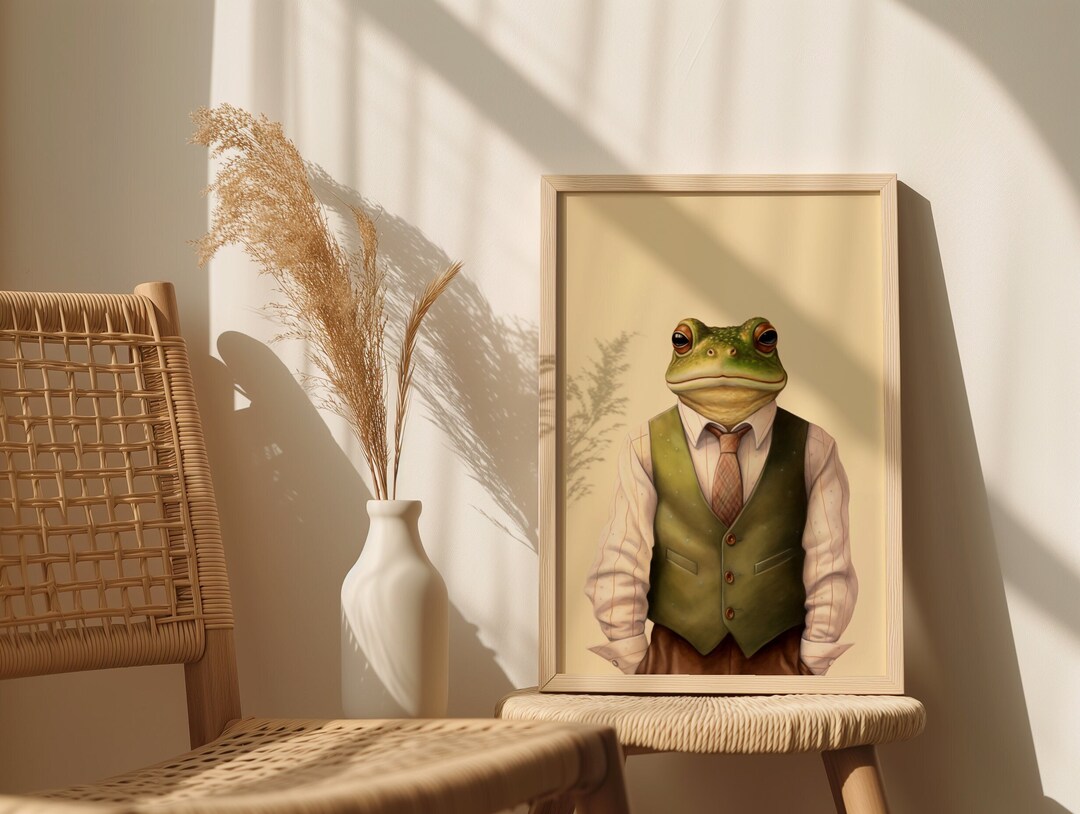 Whimsical Frog Art Print Digital Download Quirky Animal Illustration in ...