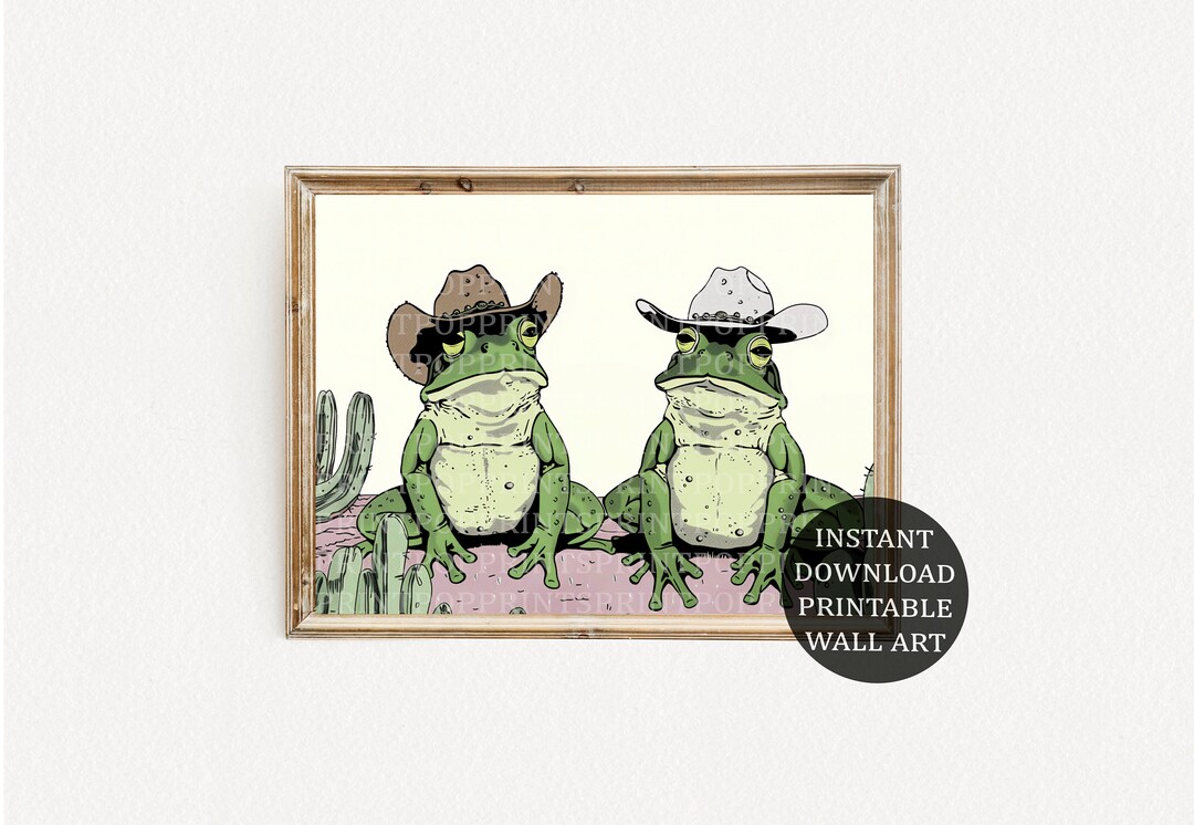 Funny Cowboy Frogs Printable Art Digital Download, Quirky Wall Decor ...