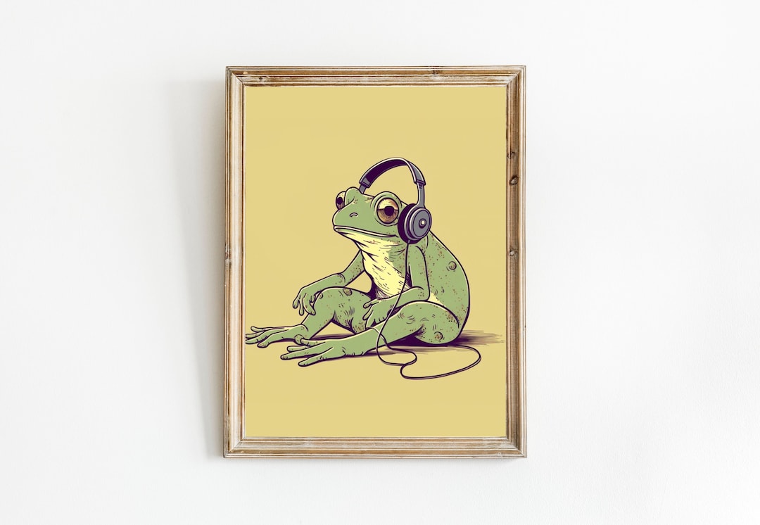 Retro Frog Wall Art, Digital Download, Printable Art, Music Wall Art ...