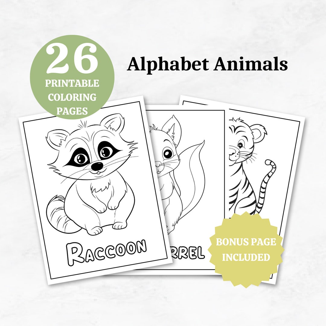 Alphabet Animal Coloring Book for Kids Printable ABC Learning Activity ...