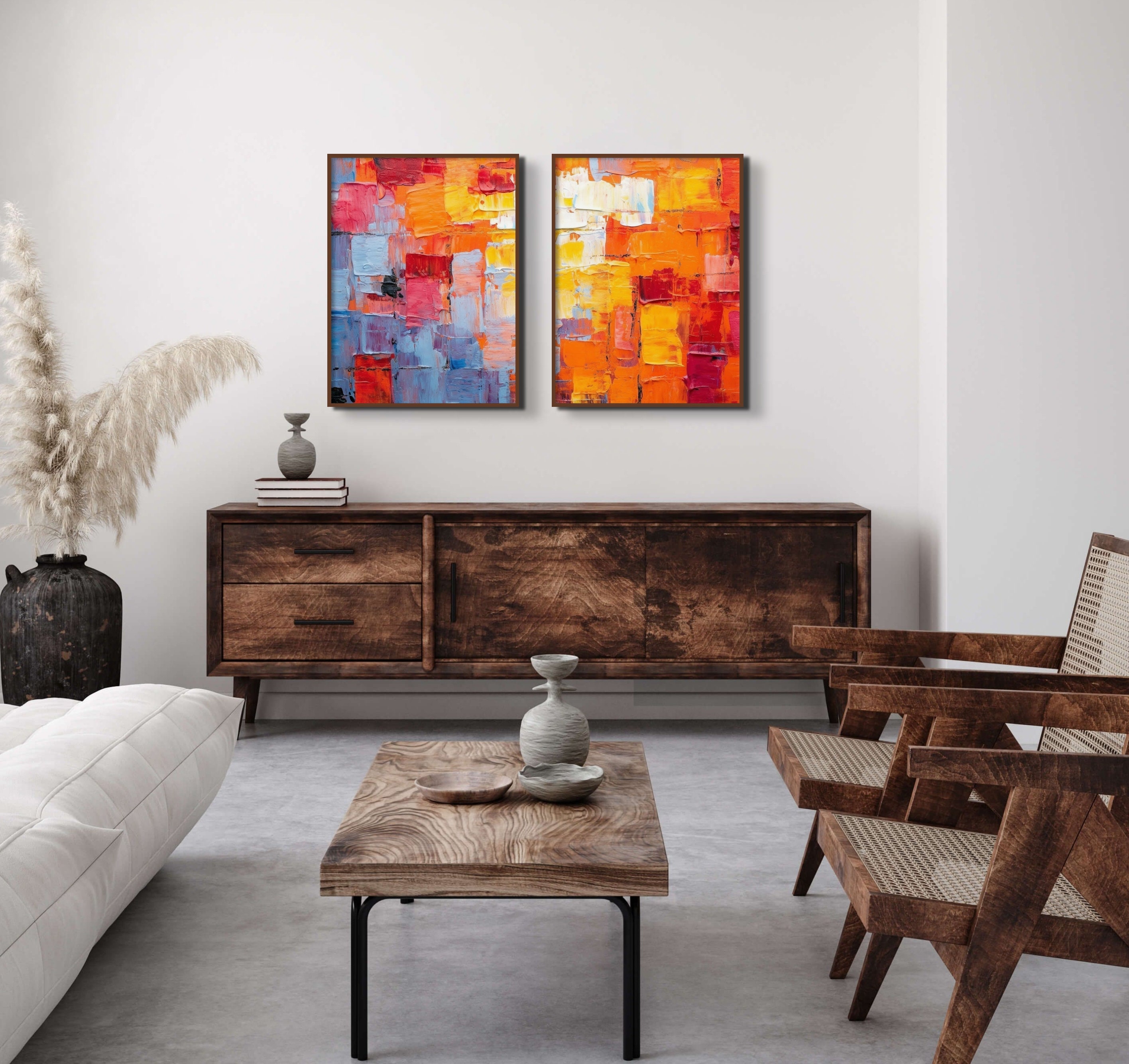 Abstrakte Pinselstrich Wandkunst 2er-Set, digitale Kunst, herunterladbares Poster, druckbare ...