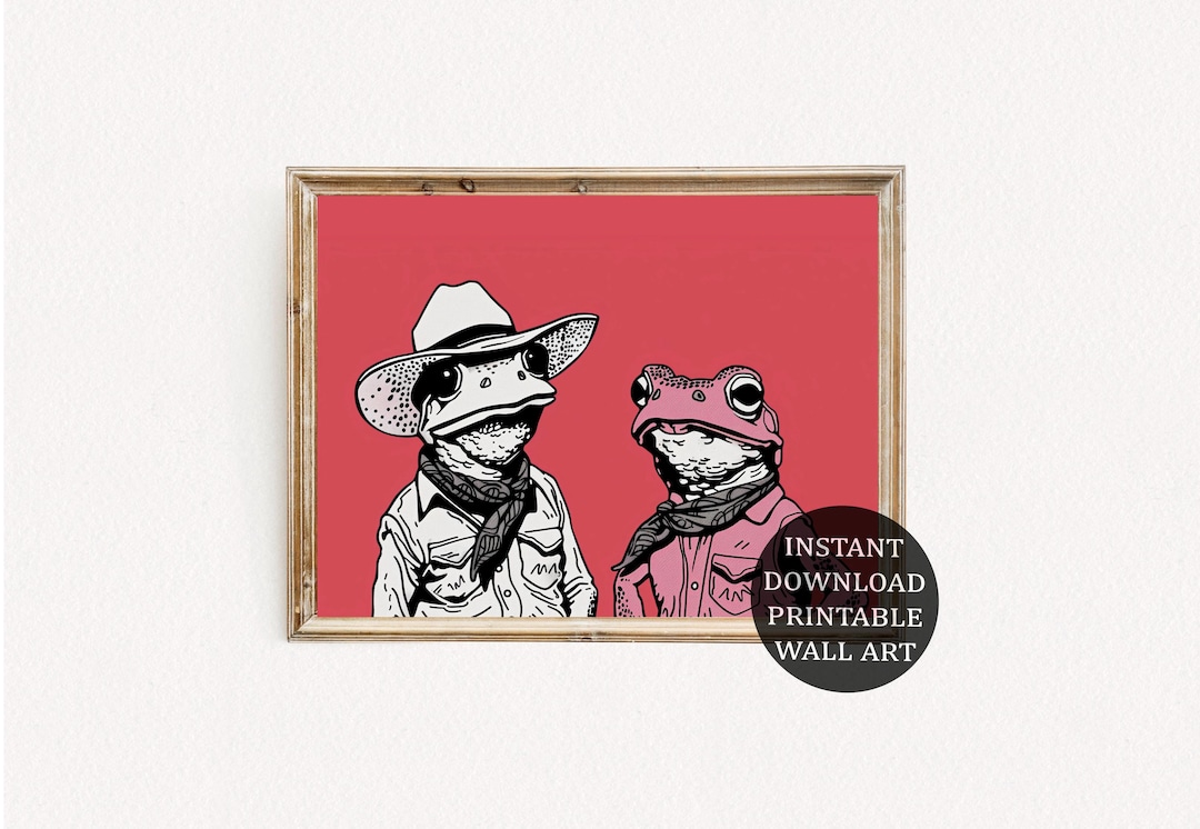 Retro Cowboy Frogs Digital Art | Western Animal Printable Wall Art ...