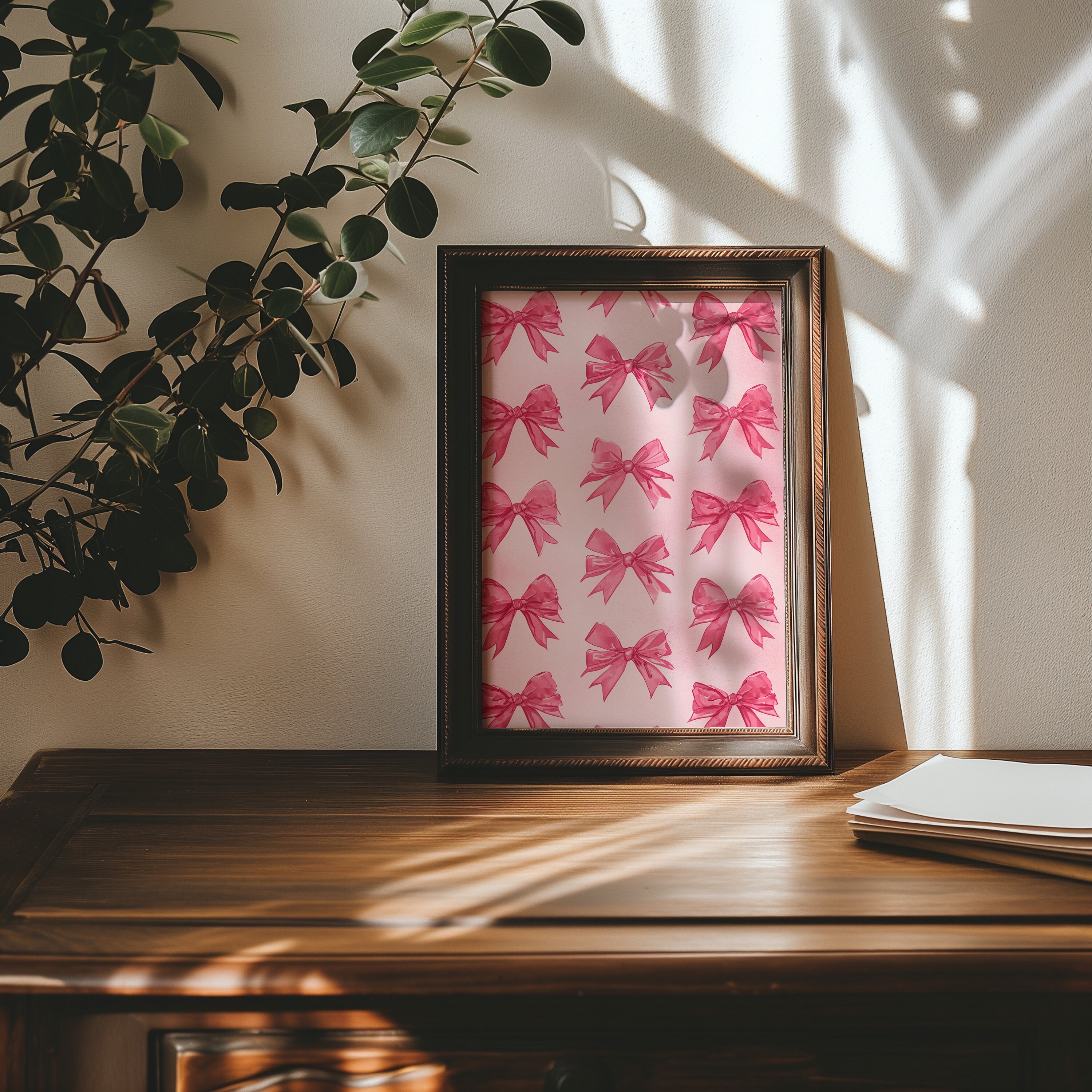 Printable Pink Bow Art Digital Download Versatile Home Decor Multiple ...