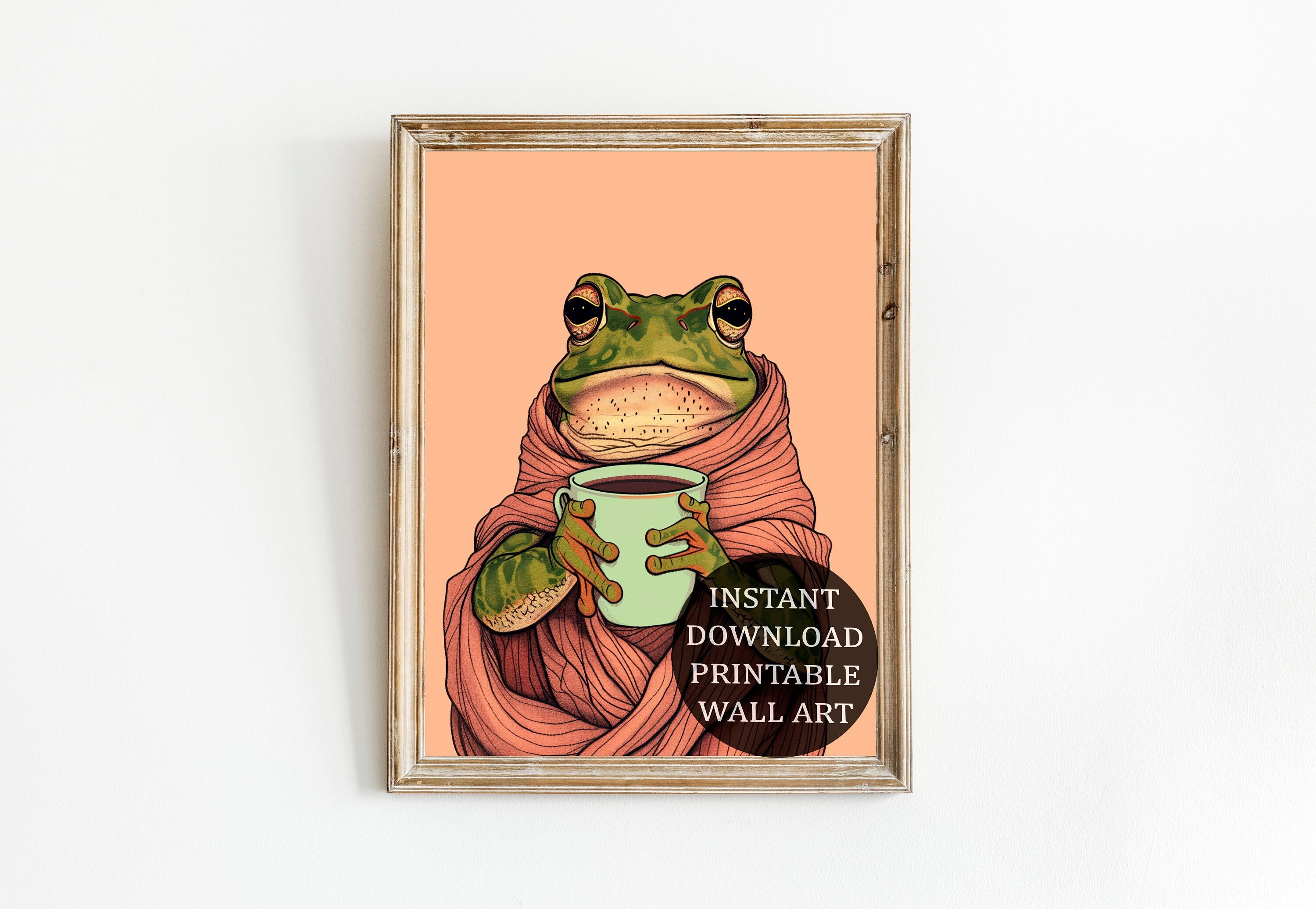 Cozy Frog Coffee Time Digital Print, Whimsical Animal Art, Home Decor ...