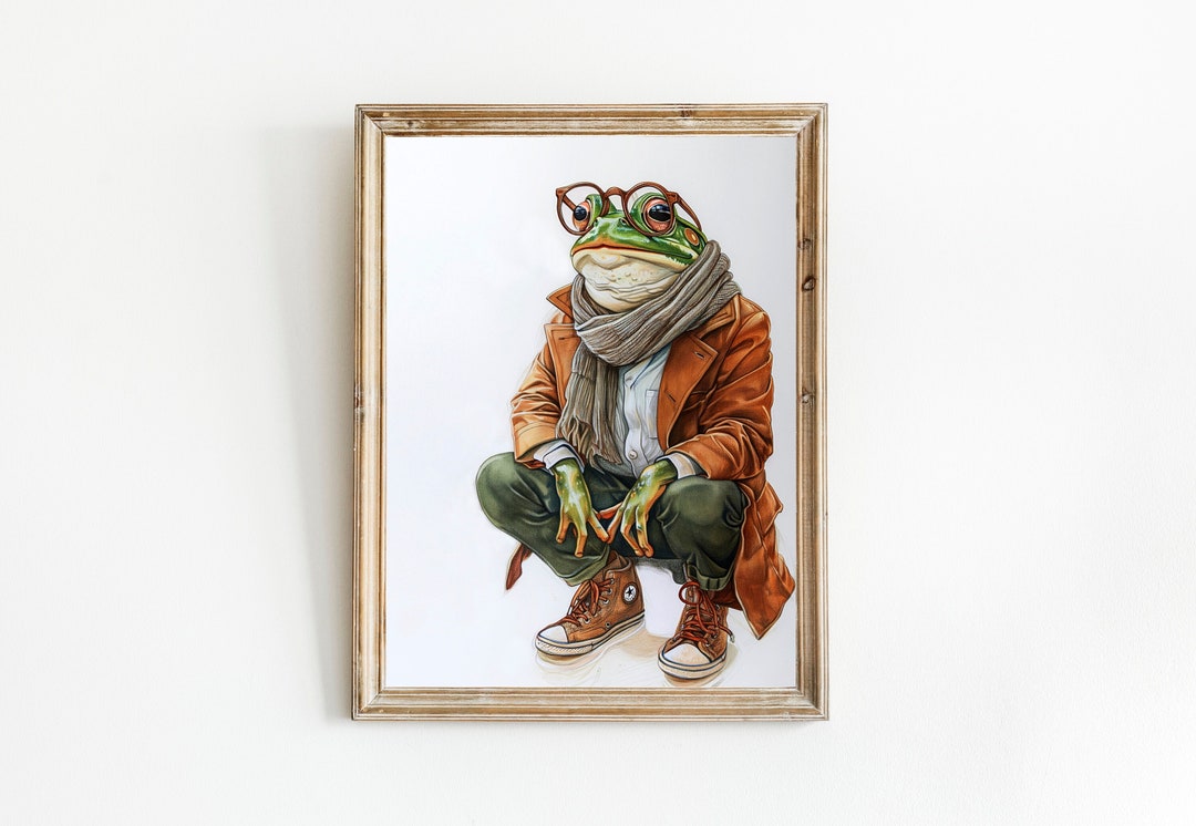 Stylish Frog Printable Artwork Chic Anthropomorphic Frog Digital Print ...