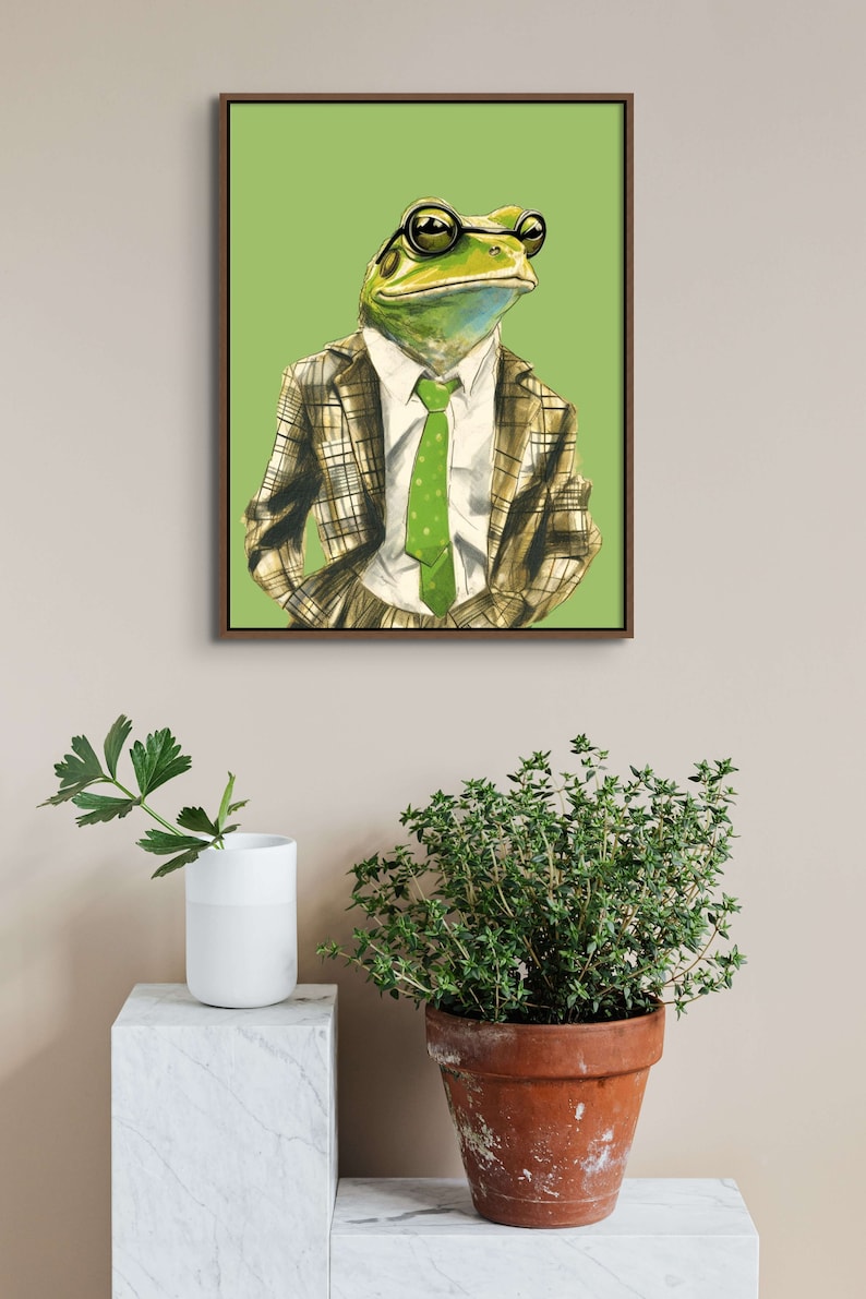 Charming Retro Frog in Plaid Suit Artwork, PRINTABLE Wall Art, Digital ...