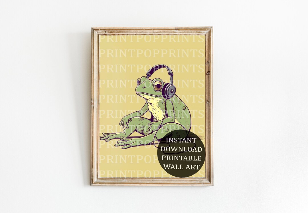 Retro Frog Wall Art, Digital Download, Printable Art, Music Wall Art ...