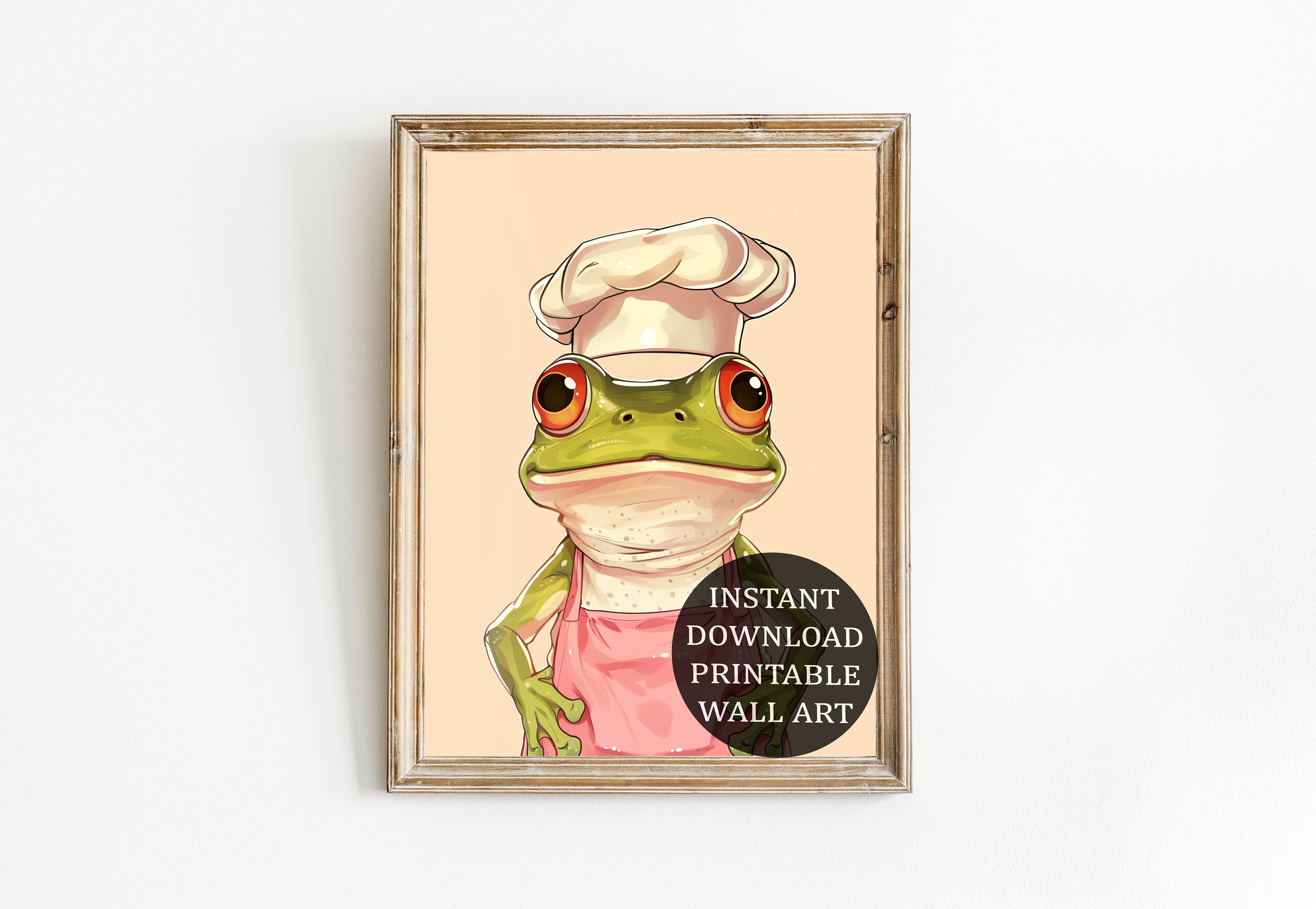 Chef Frog Printable Art Digital Download Whimsical Kitchen Decor Cute ...