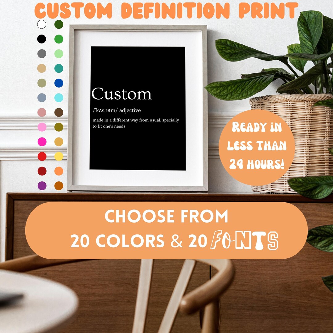 Custom Definition Print Printable Wall Art Digital Download - Etsy
