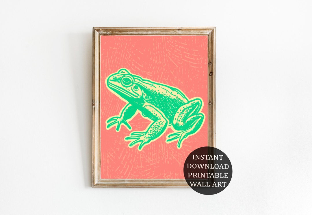 Neon Green Frog Pop Art Vibrant Digital Download Retro Frog Wall Art ...