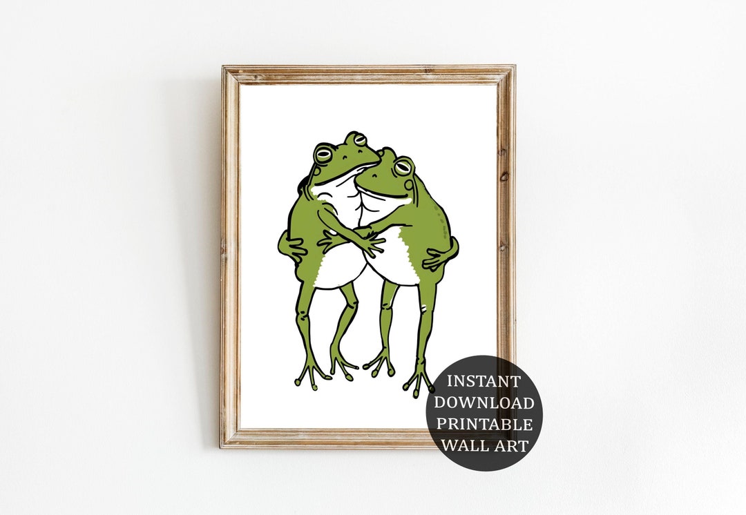 Hugging Frogs Printable Wall Art | Cute Frog Illustration | Digital ...