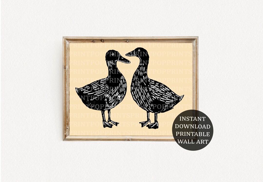 Printable Artwork of Two Black and Beige Ducks 5 Aspect Ratios Included ...