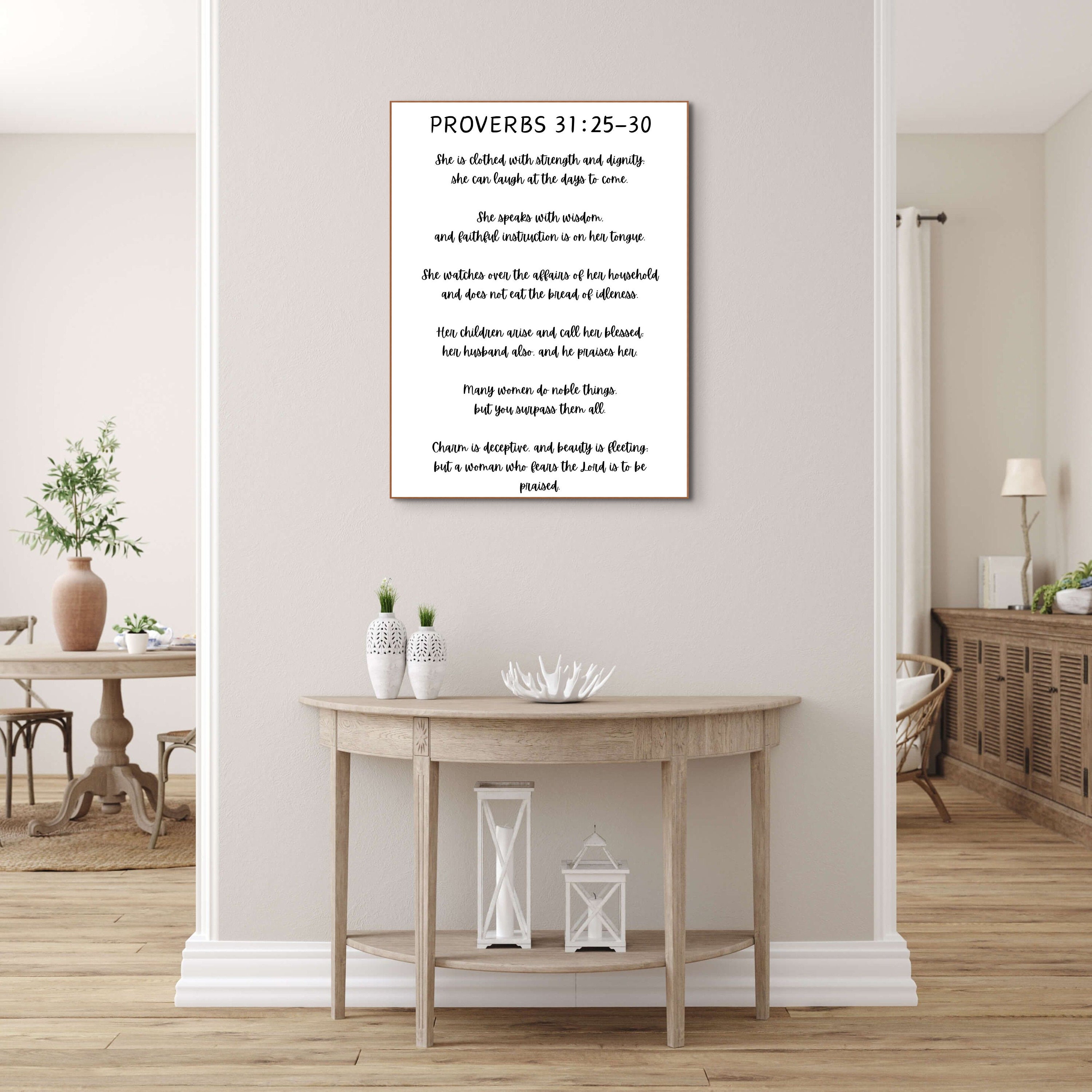 Proverbs 31:25-30 Scripture Art Printable Wisdom Typography ...