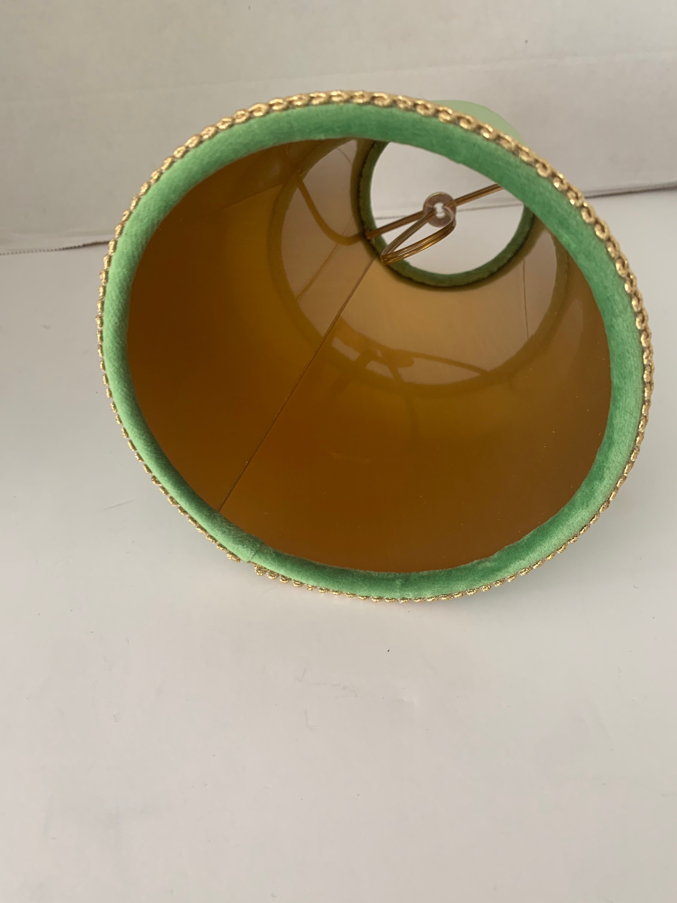 Spring Green Velvet Sconce Shade With Gold Gimp Trim Chandelier Clip on ...