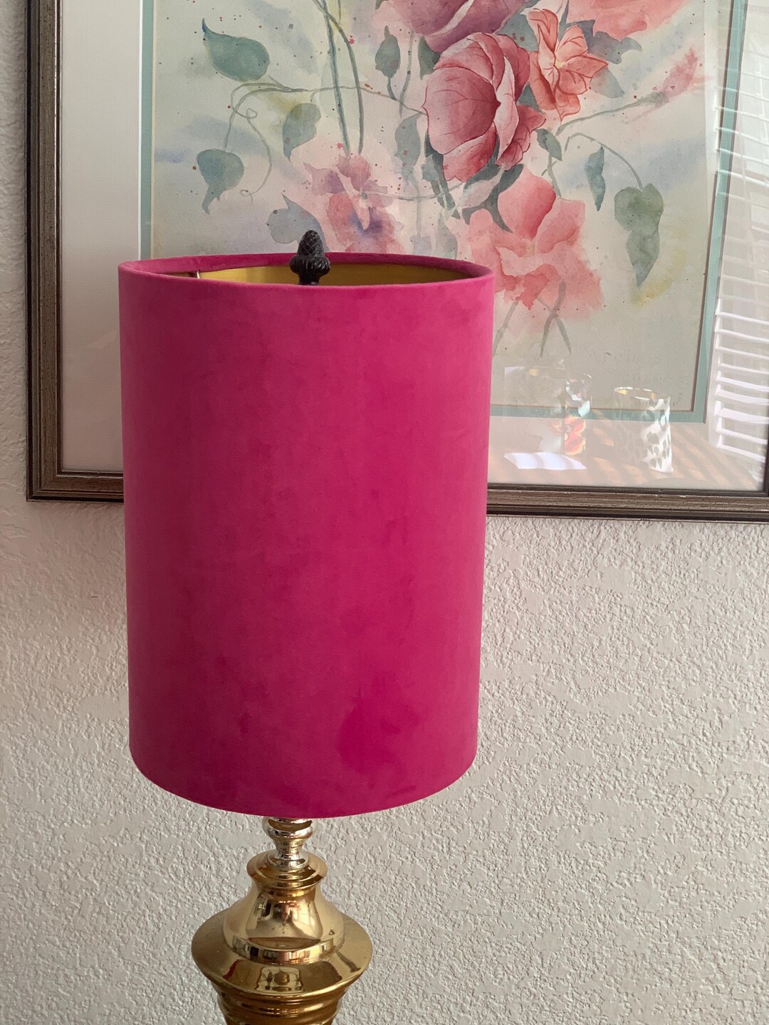 Magenta Velvet Drum Shade- Washer Spider Fitting- 8"top Dia X 11"h - Etsy