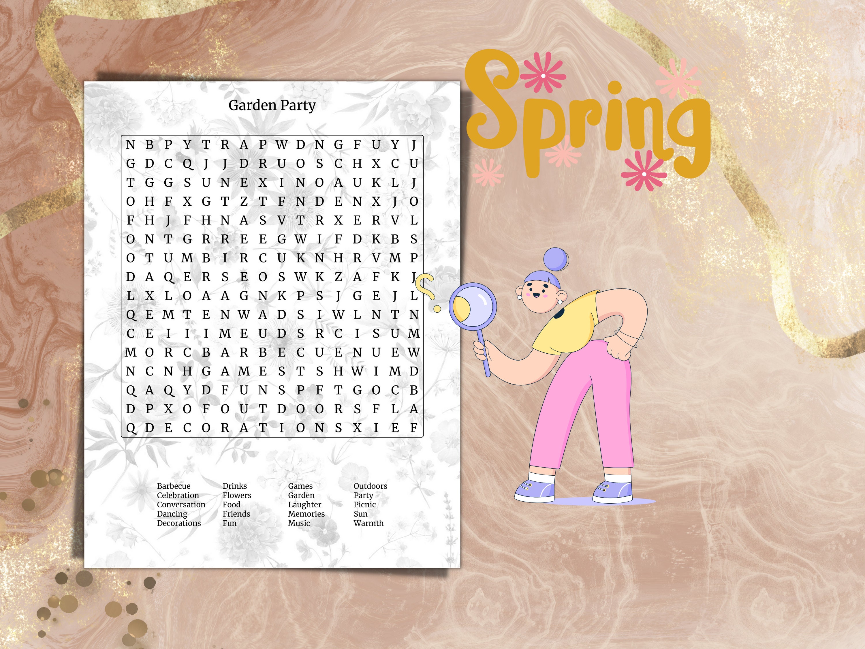 Printable Word Search Educational Puzzles Party Games | Instant Digital ...