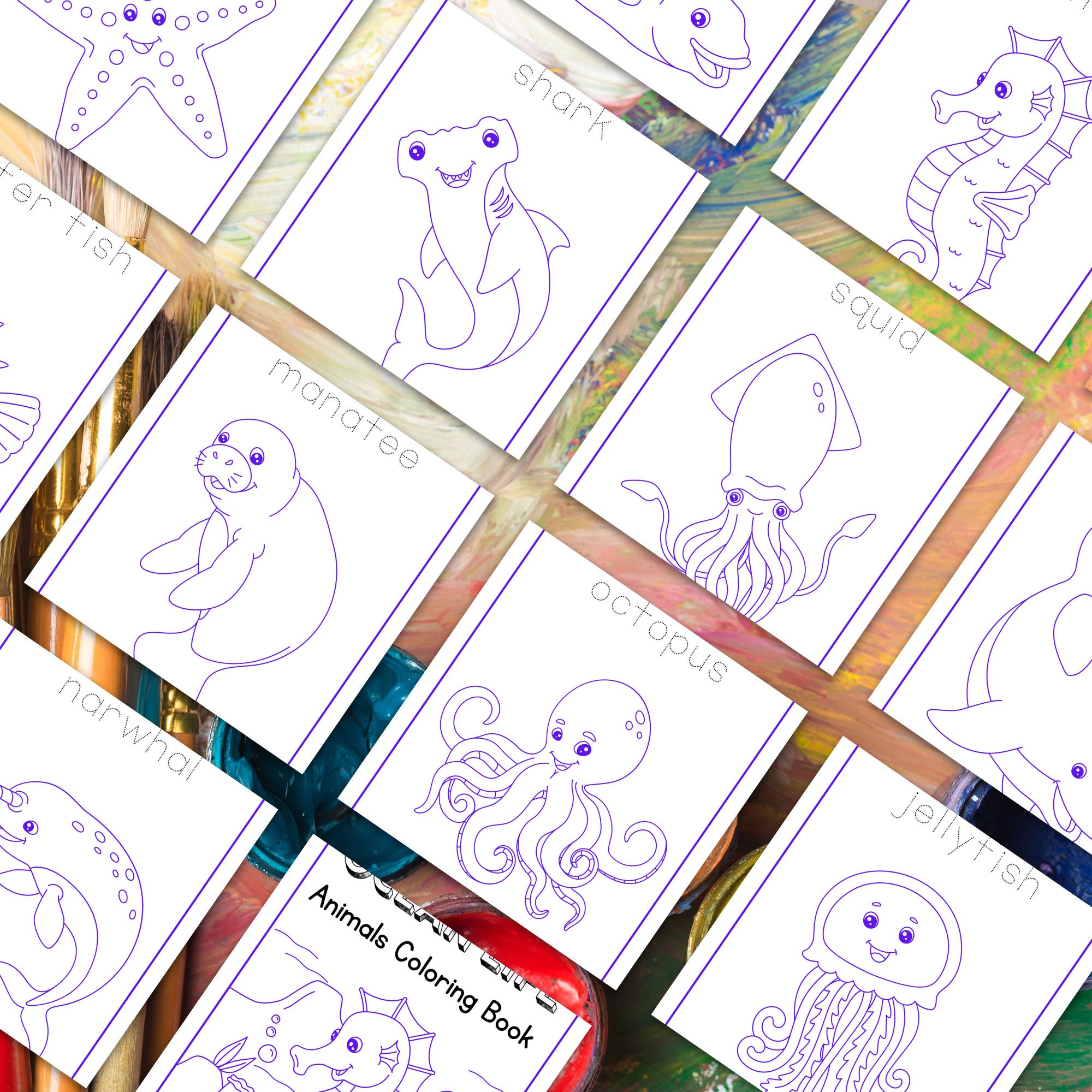 Printable Colorful Ocean Life Coloring Book, Editable Fun Markers ...