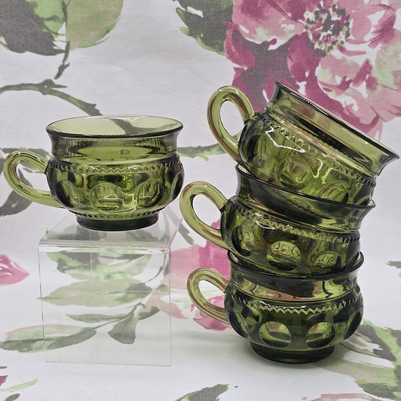 Green Indiana Glass Cup - Etsy
